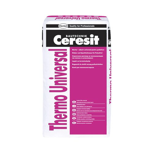 Adeziv si masa de spaclu pentru vata si polistiren, Ceresit Thermo Universal, alb, 25kg - Bilden