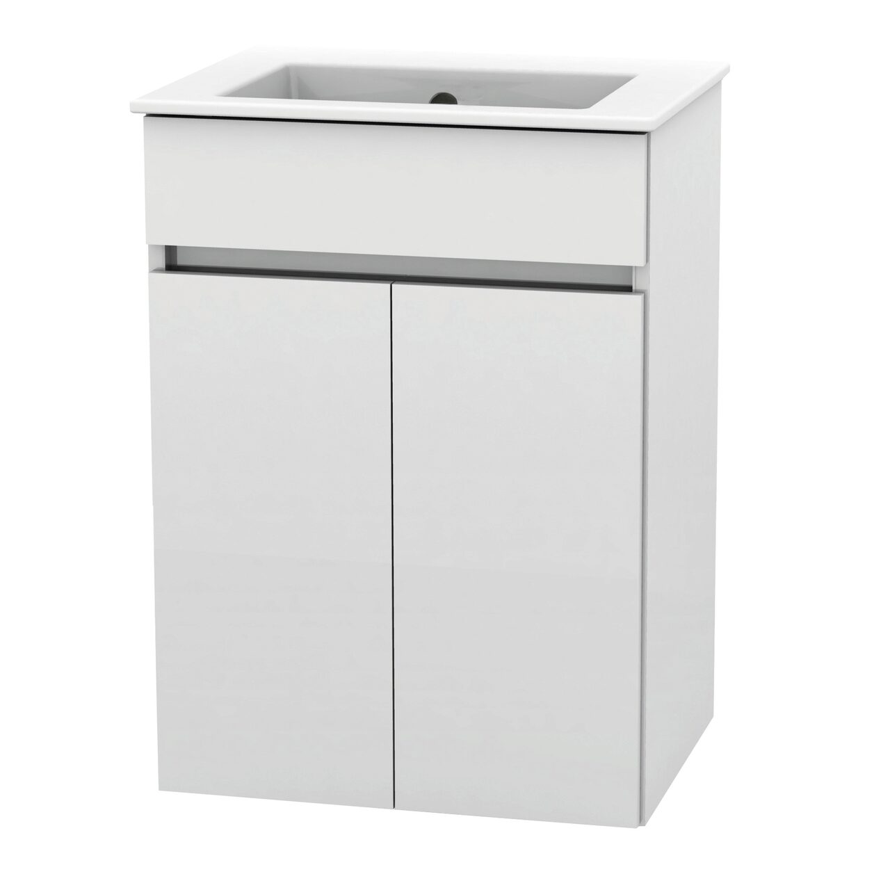 Mobilier baie 2 usi, Roca Cube, 65cm, alb, lavoar inclus - Bilden